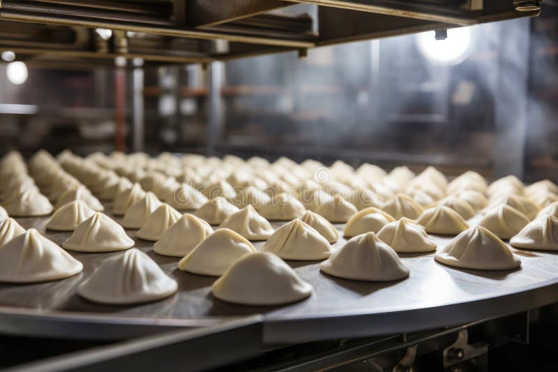 Automated Manufacturing of Asian Dumplings Stock Image - Image of food ...