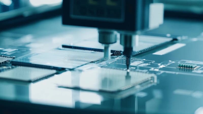 Automated Circuit Board Assembly Process in a Modern Factory Stock ...