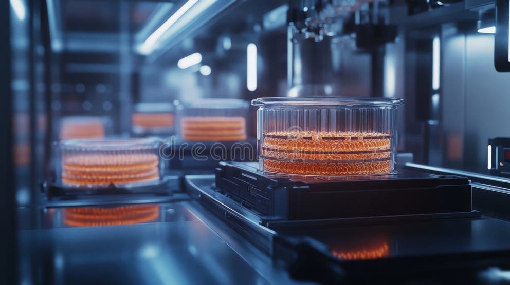 Automated Manufacturing Process Showing Orange Components Stock ...