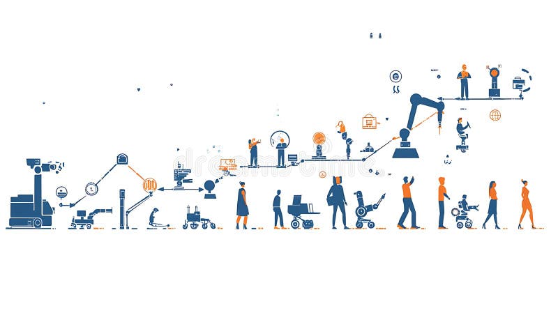 Automated Manufacturing Process Steps Stock Illustration - Illustration ...