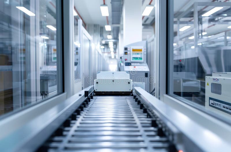Automated Microchip Manufacturing Line Stock Image - Image of research ...
