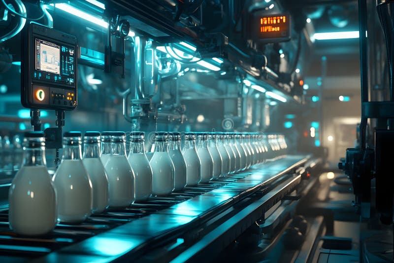 Automated Milk Bottling Factory with Advanced Robotics and Conveyor ...