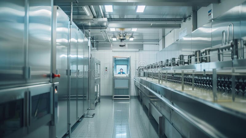 Automated Milking Machine System in a Modern Dairy Farm Facility Stock ...