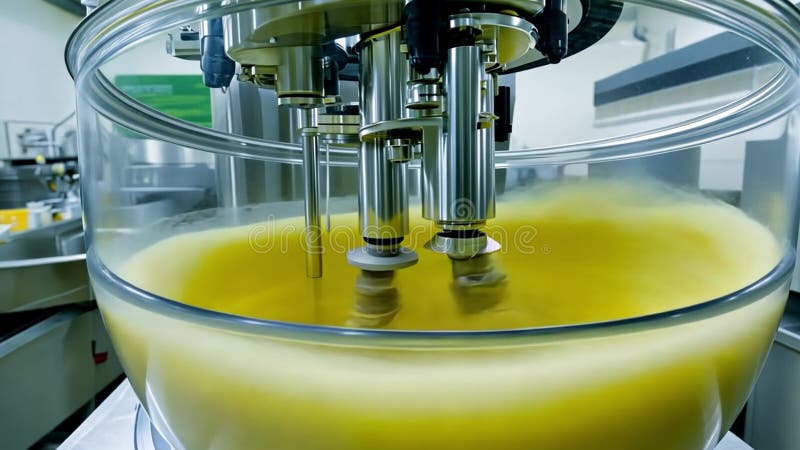 Industrial Mixer Blending Yellow Liquid Substance in Laboratory Stock ...