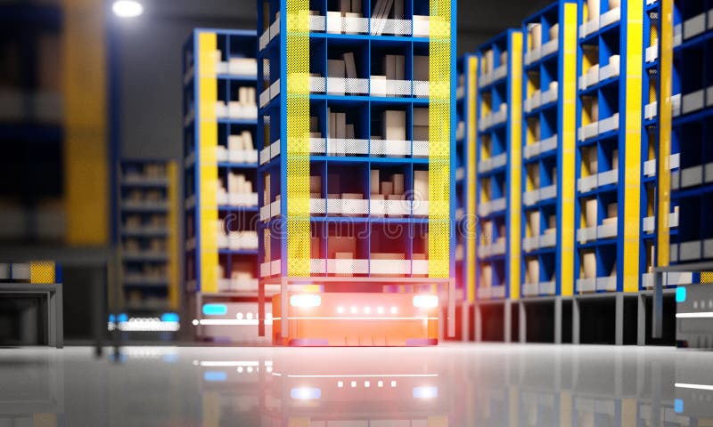 Modern Warehouse with Automated Goods Movement System Stock ...
