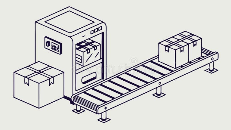 Automated Package Delivery System, Logistics and E-commerce, Vector ...