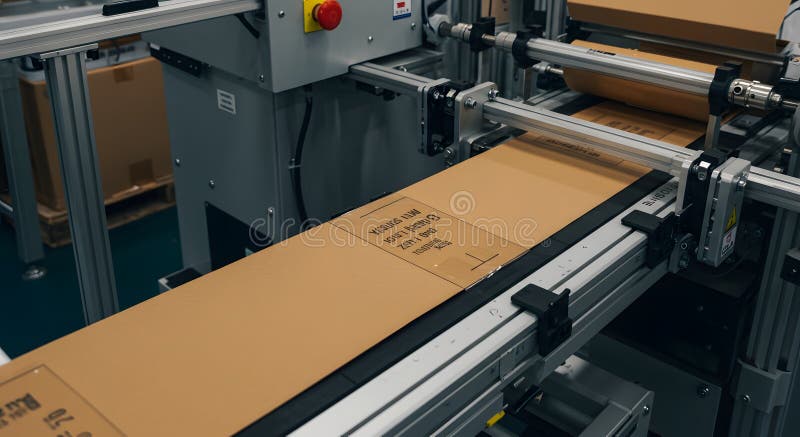 Automated Cardboard Box Production Line in Factory Stock Image - Image ...