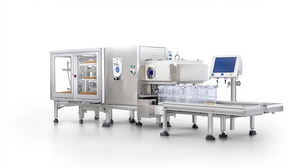 Automated Packaging Machine for Bottles Stock Illustration ...