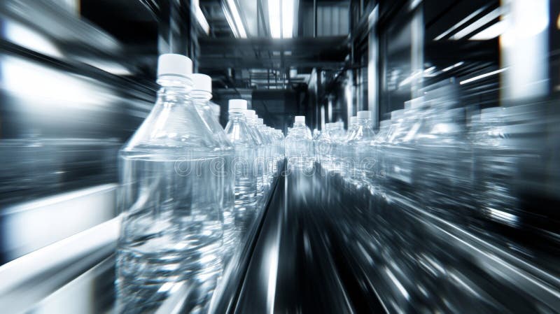 Automated Packaging Process of Polyethylene Plastic Bottles Stock ...