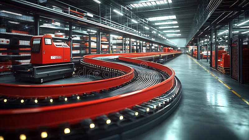 Automated Packing System with Conveyor Belts in Warehouse Setting ...