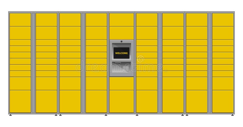 Automated Parcel Locker in Yellow Color Stock Vector - Illustration of ...