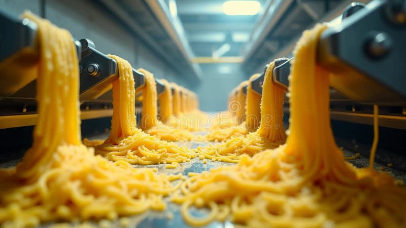 Automated Pasta Machines Create Long Strands of Spaghetti in Bustling ...