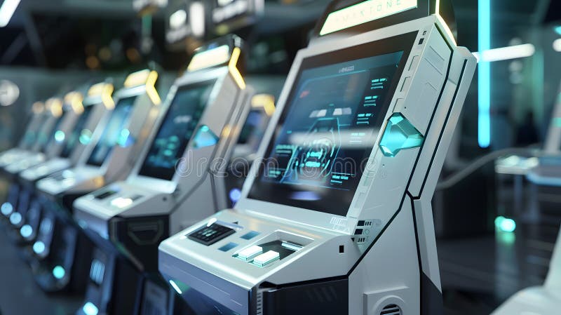 Automated Payment Systems Futuristic Payment Terminal Stock ...
