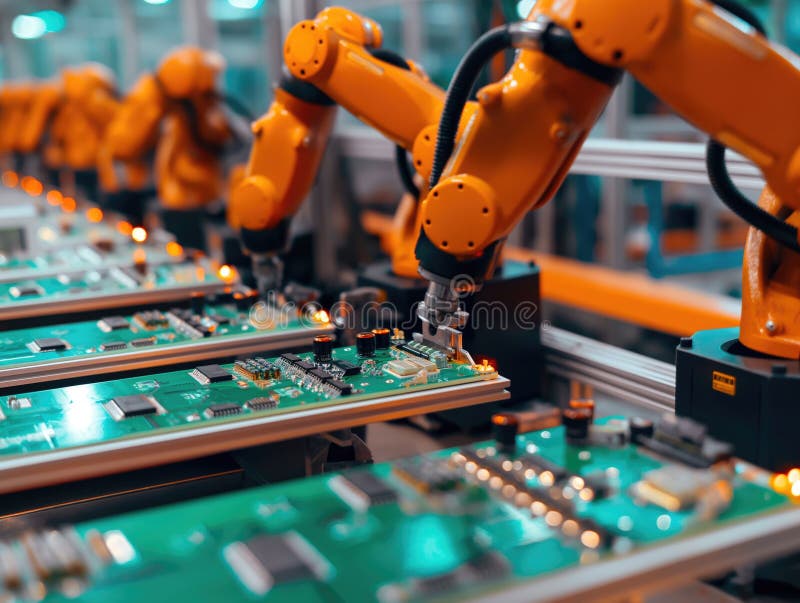 Automated PCB Assembly Line Stock Photo - Image of machinery, industry ...