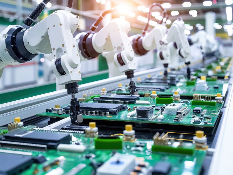 Automated PCB Assembly Line Stock Photo - Image of production ...