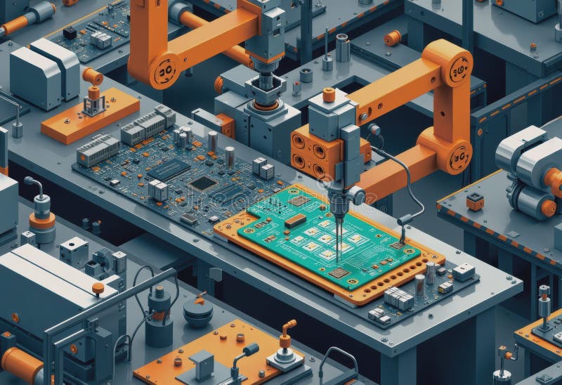 Automated Pick-and-place Machine Working on a Circuit Board Assembly ...
