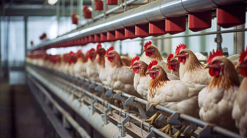 Automated Poultry Chicken Farm Stock Illustration - Illustration of ...