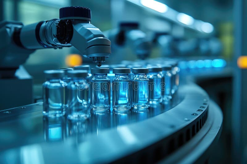 Automated Precision: Factory Scene with Robotic Arms Performing ...