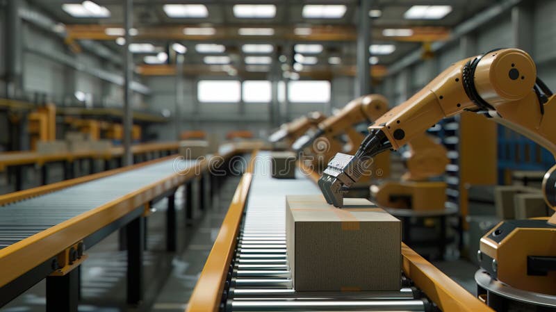 Automated Precision Robot Arms in Assembly Package Handling Stock ...