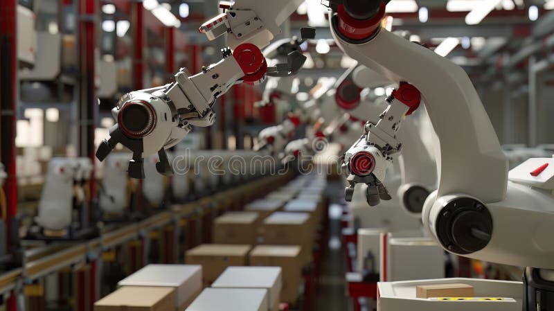 Automated Precision Robot Arms in Assembly Package Handling Stock ...