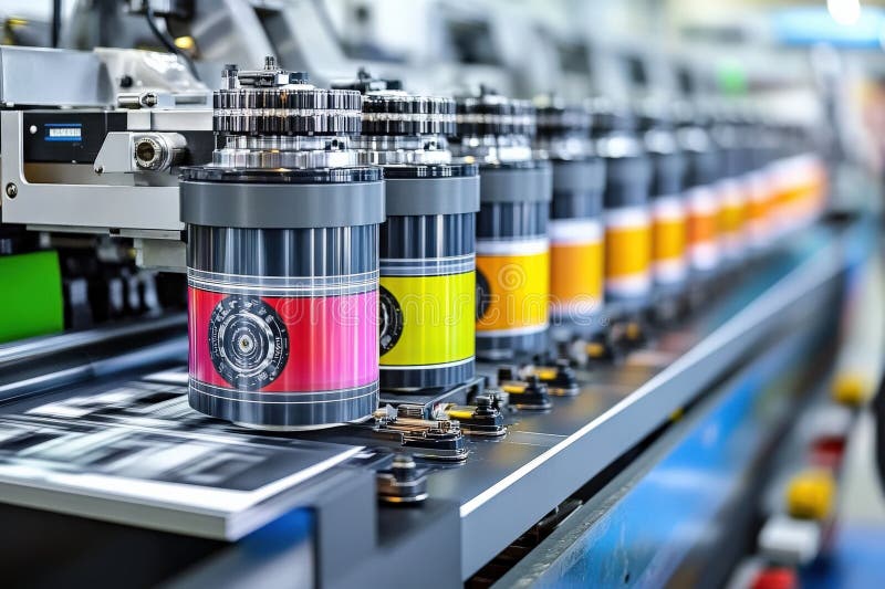 Automated Printing Process in Manufacturing Stock Illustration ...