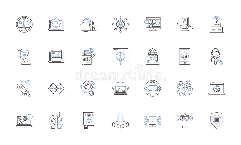 Automated Processes Line Icons Collection Robotics Algorithms