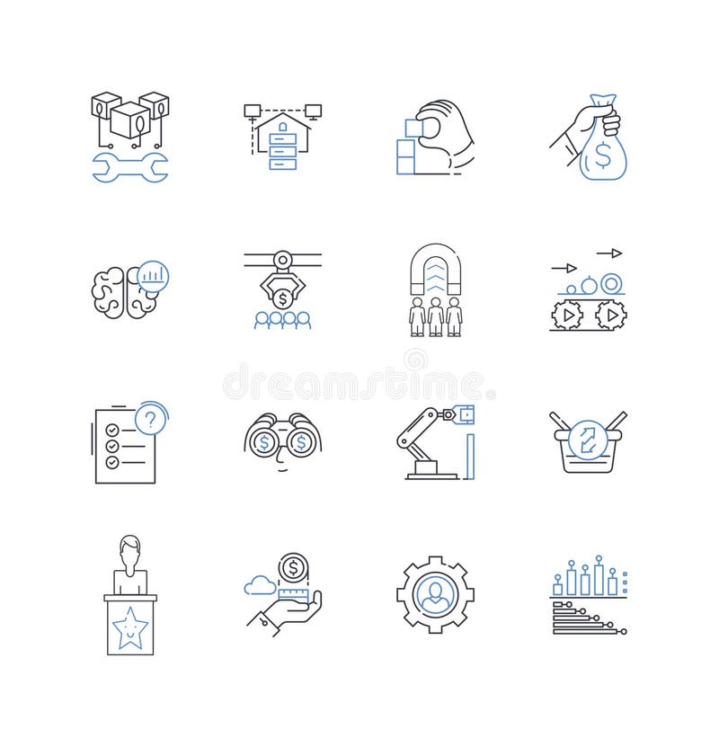 Automated Processes Line Icons Collection Efficiency Streamlining Optimization Productivity