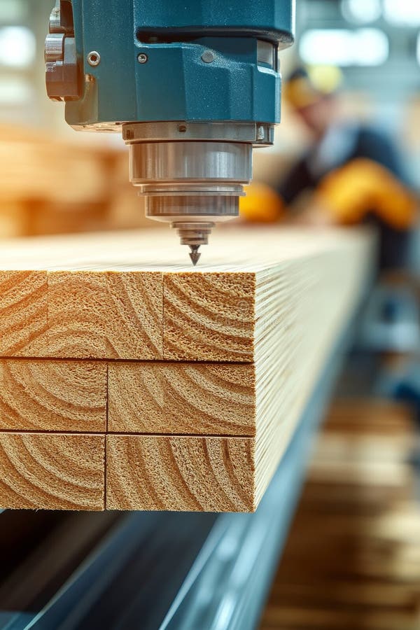 Automated Processing Machine Precisely Cutting Wooden Planks Advanced ...