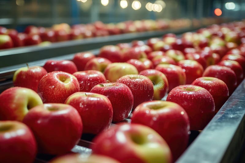 Automated Production Line for Apple Packaging Stock Image - Image of ...