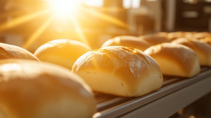Automated Production Line Bakery: Fresh Bread Stock Photo - Image of ...
