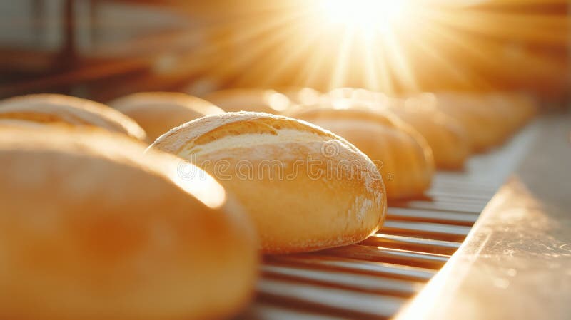 Automated Production Line Bakery: Fresh Bread Stock Photo - Image of ...