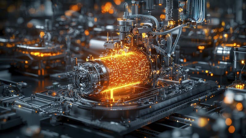 Automated Production Line in a High-tech Factory Digital Visualization ...