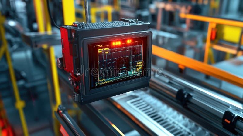 Automated Production Line Monitoring System Showing Data On Screen Stock Image Image Of