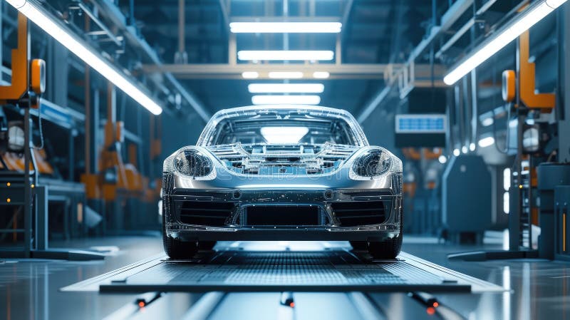 Automated Production Line for Next-Generation Cars. Stock Illustration ...