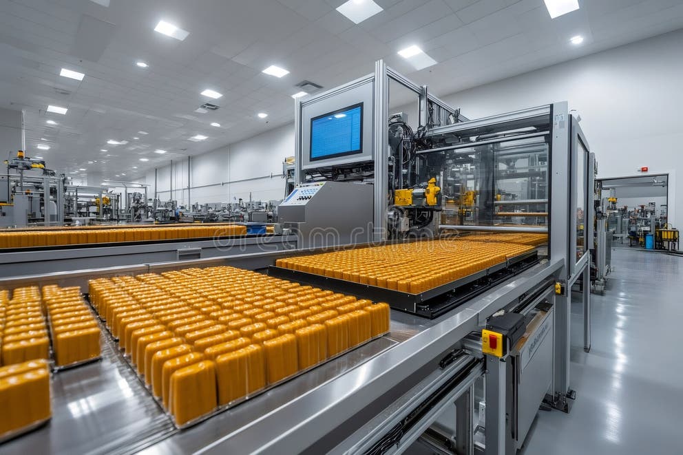 Automated Production Line Processing Rectangular Orange Products in ...