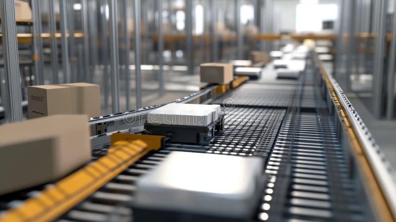 Automated Production Line View with Time Lapse Perspective Stock Photo ...