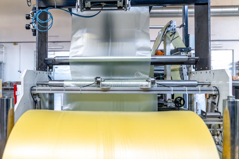 Plastic Roll on a Machine for the Production of Plastic Bags Stock ...