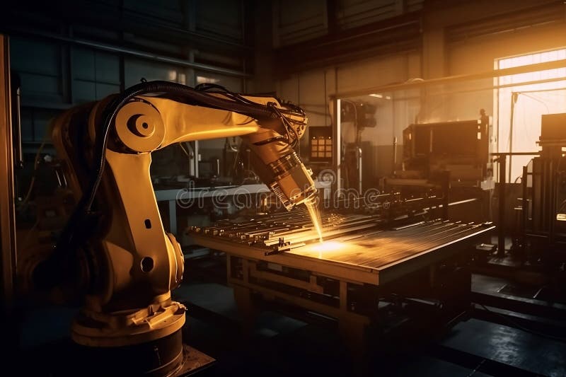 Automated Production. Robot Work in a Factory. Generative AI. Stock ...
