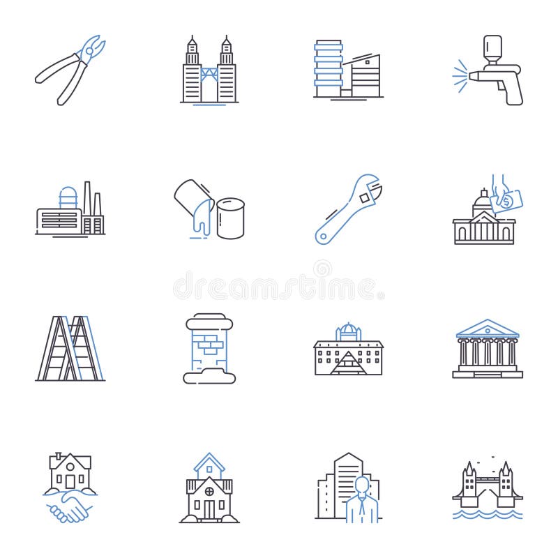 Automated Property Valuation Line Icons Collection. Estimation ...