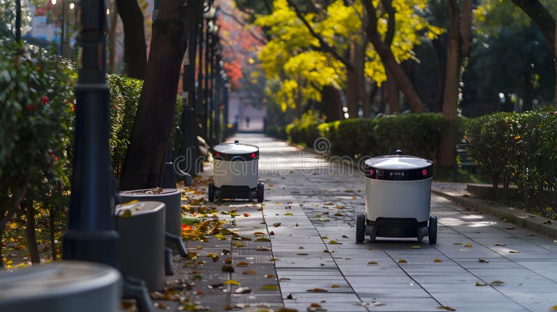 Automated Public Space Cleaning Stock Illustration - Illustration of ...