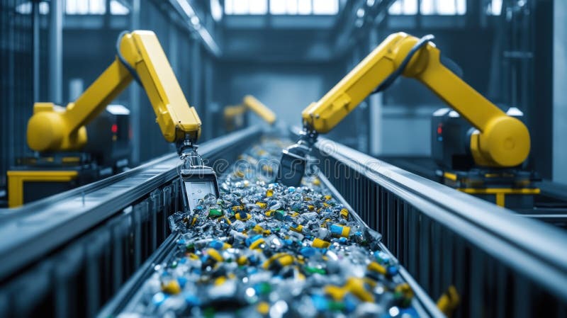 Automated Recycling Sorting Process Stock Illustration - Illustration ...