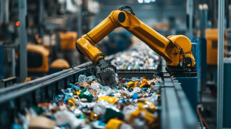 Automated Recycling System with Robotic Arm in Industrial Facility ...