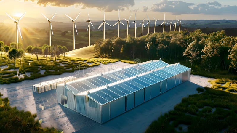 Automated Renewable Energy Storage Technology Stock Illustration ...