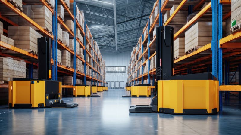 Automated Retail Warehouse with Robots Efficiently Sorting Parcels ...