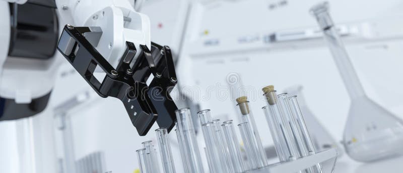 Robot Arm Working in Laboratory 3d Render Stock Illustration ...