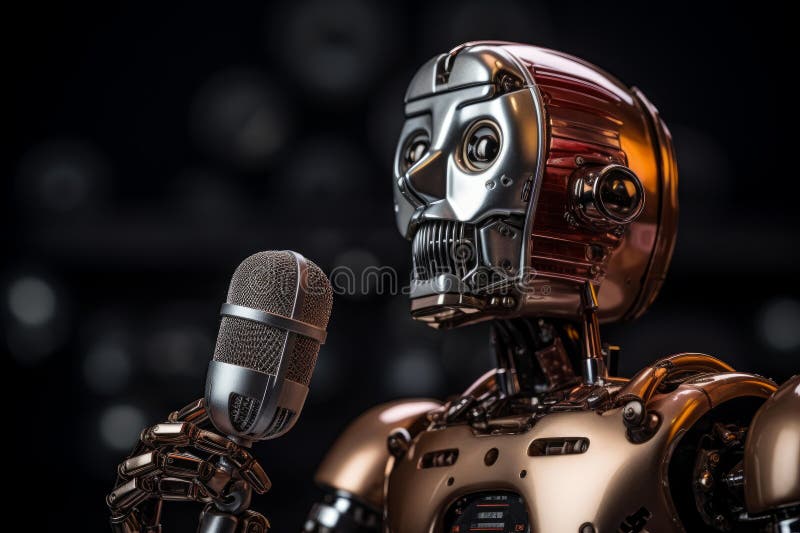 Automated Robot Singer Microphone. Generate Ai Stock Illustration ...