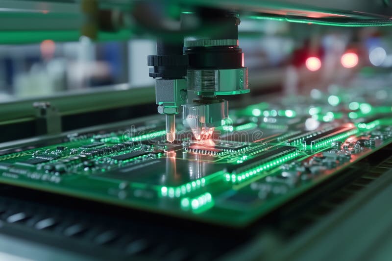 Red Robotic Arm Working Circuit Board Factory Stock Photos - Free ...