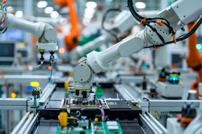 Automated Robotic Arm Assembling Electronics on Production Line in ...