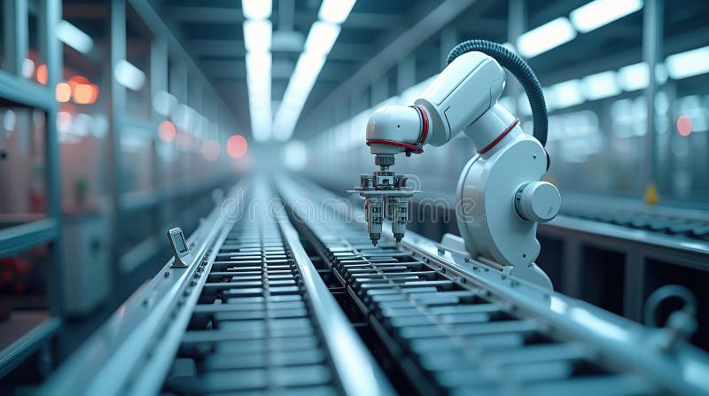 Automated Robotic Arm on a Modern Industrial Production Line Stock ... Automated Robotic Arm on a Modern Industrial Production Line Stock ...