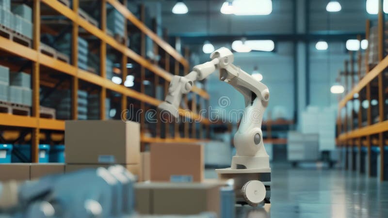 Automated Robotic Arm in a Modern Warehouse Sorting Packages ... Automated Robotic Arm in a Modern Warehouse Sorting Packages ...